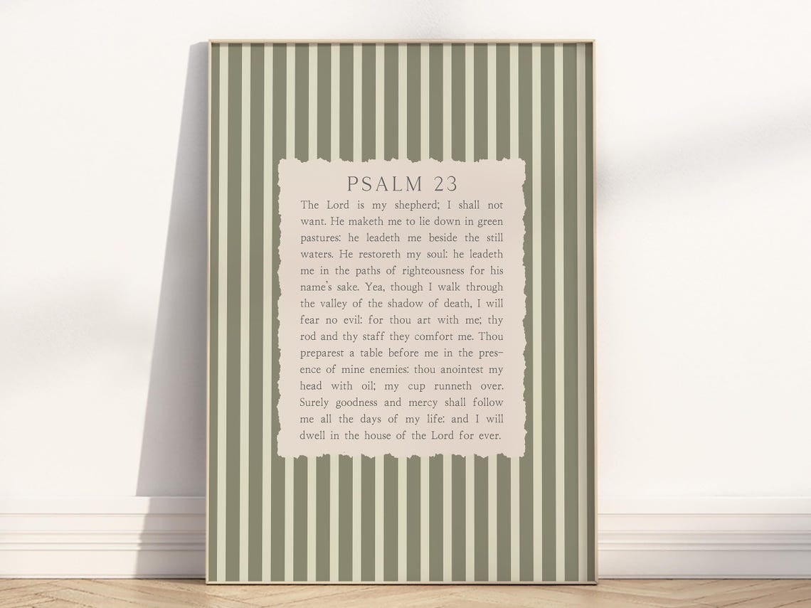 Psalm 23 The Lord Is My Shepherd Bible Verse Wall Art, Vintage Sage ...