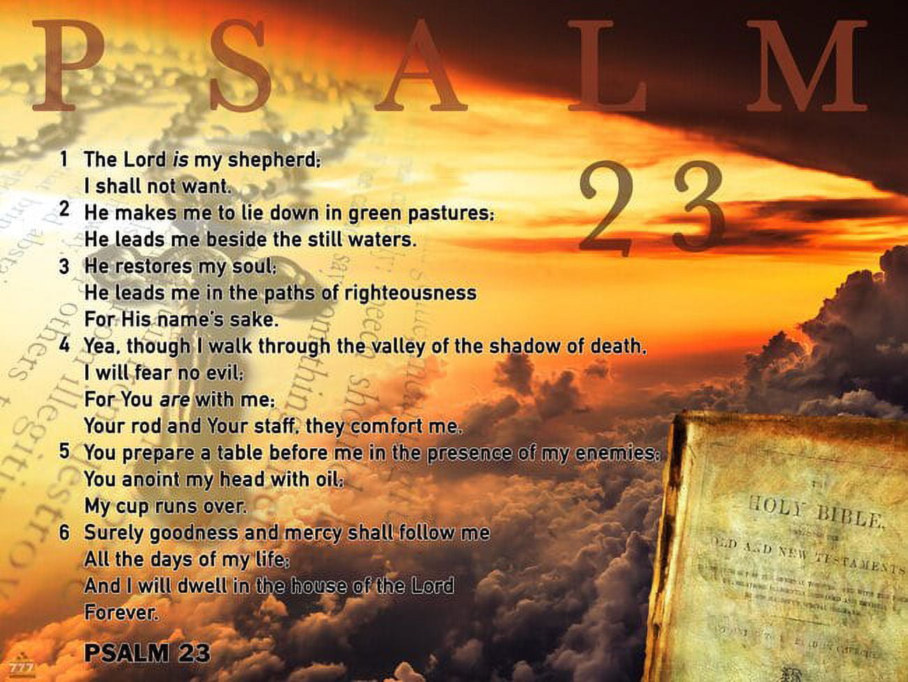 Psalm 23 Poster Bible Scripture Quote Inspirational Art Print (24x18 ...
