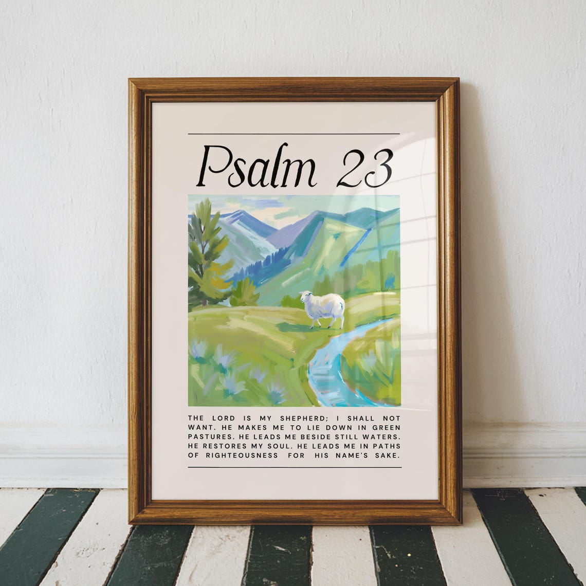 Psalm 23 Poster, Christian Wall Art, Bible Verse Wall Art, Trendy Sage ...