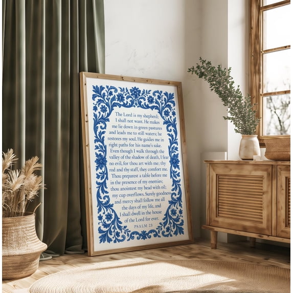 Psalm 23 Scripture Bible Verse Poster: Catholic Christian Wall Art ...
