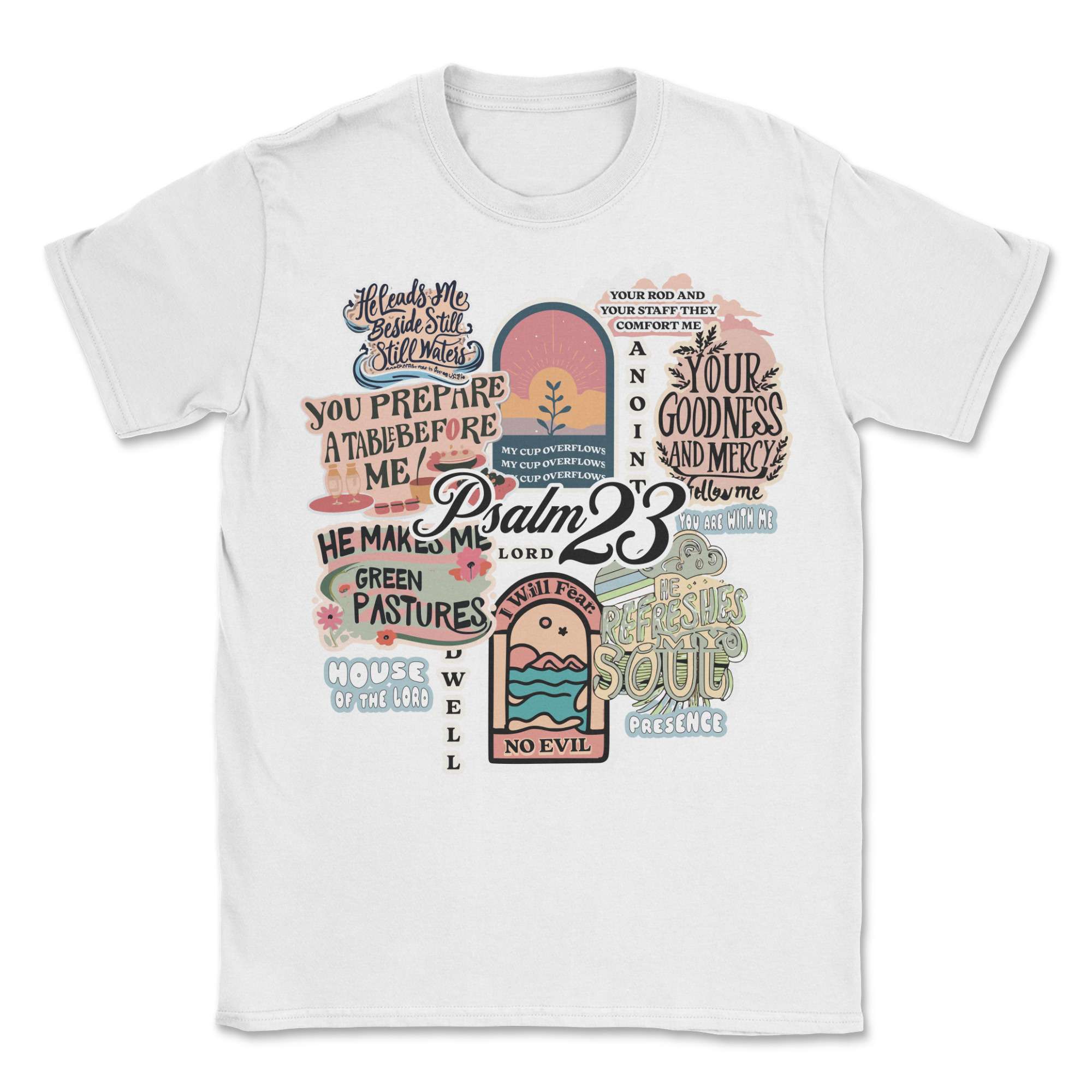 Psalm 23 Sticker Collage Tee - Walmart.com