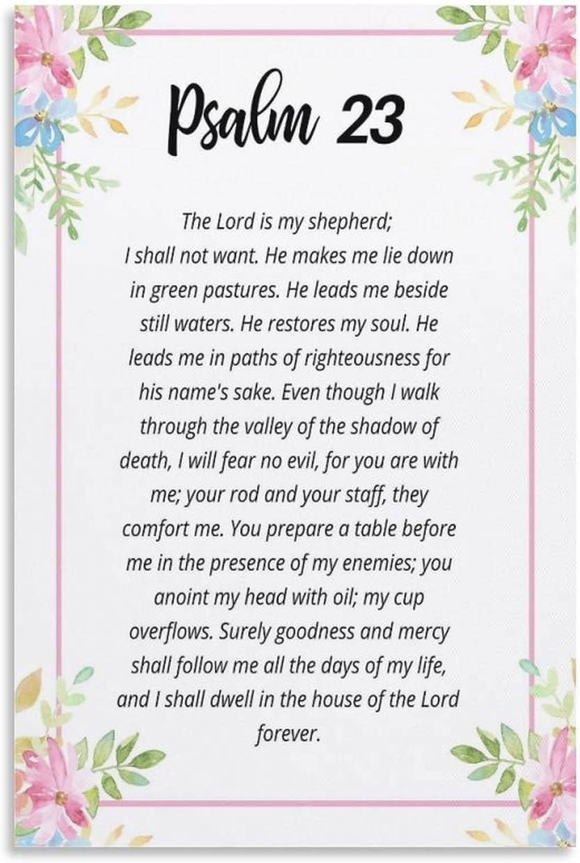 Psalm 23 Wall Art Canvas Wall Art Posters Gifts Bedroom Painting Home ...