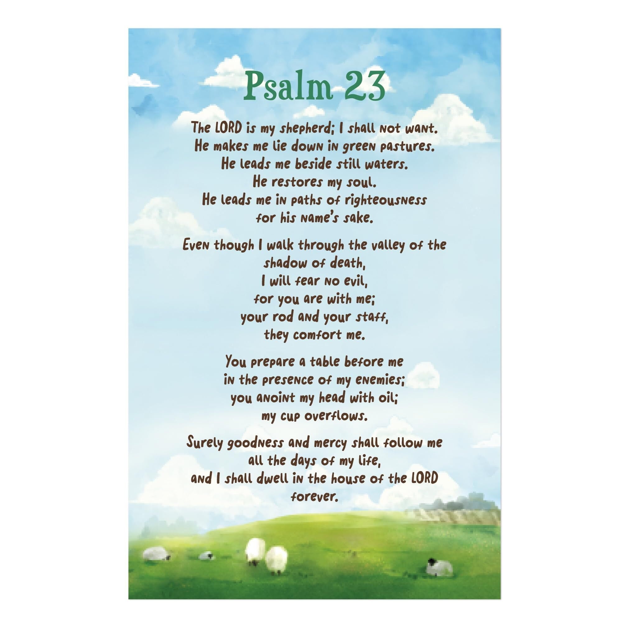 Psalm 23 Wall Art Christian Poster Bible Teaching & Inspirational Wall ...