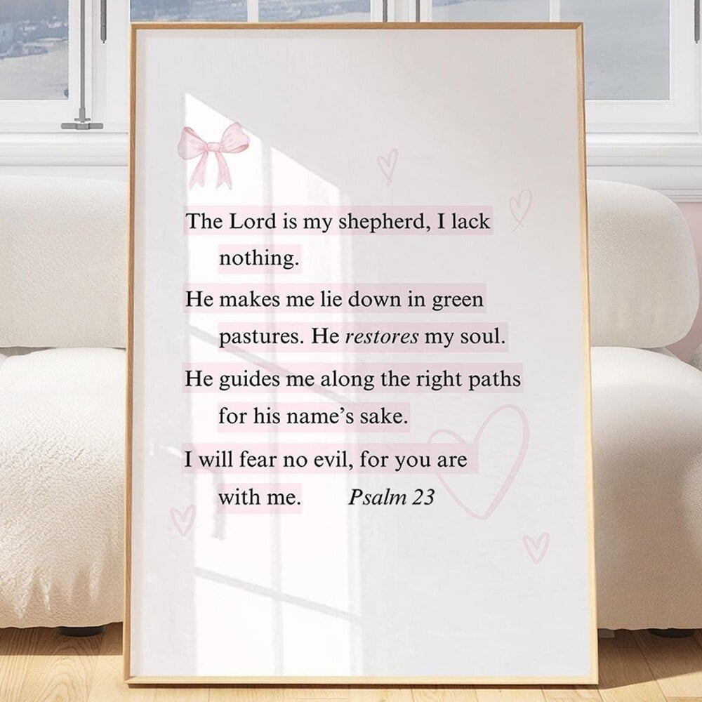Psalm 23 Wall Art Pink Christian Wall Art Girly Bible Verses Girls Biblical Poster Aesthetic ...