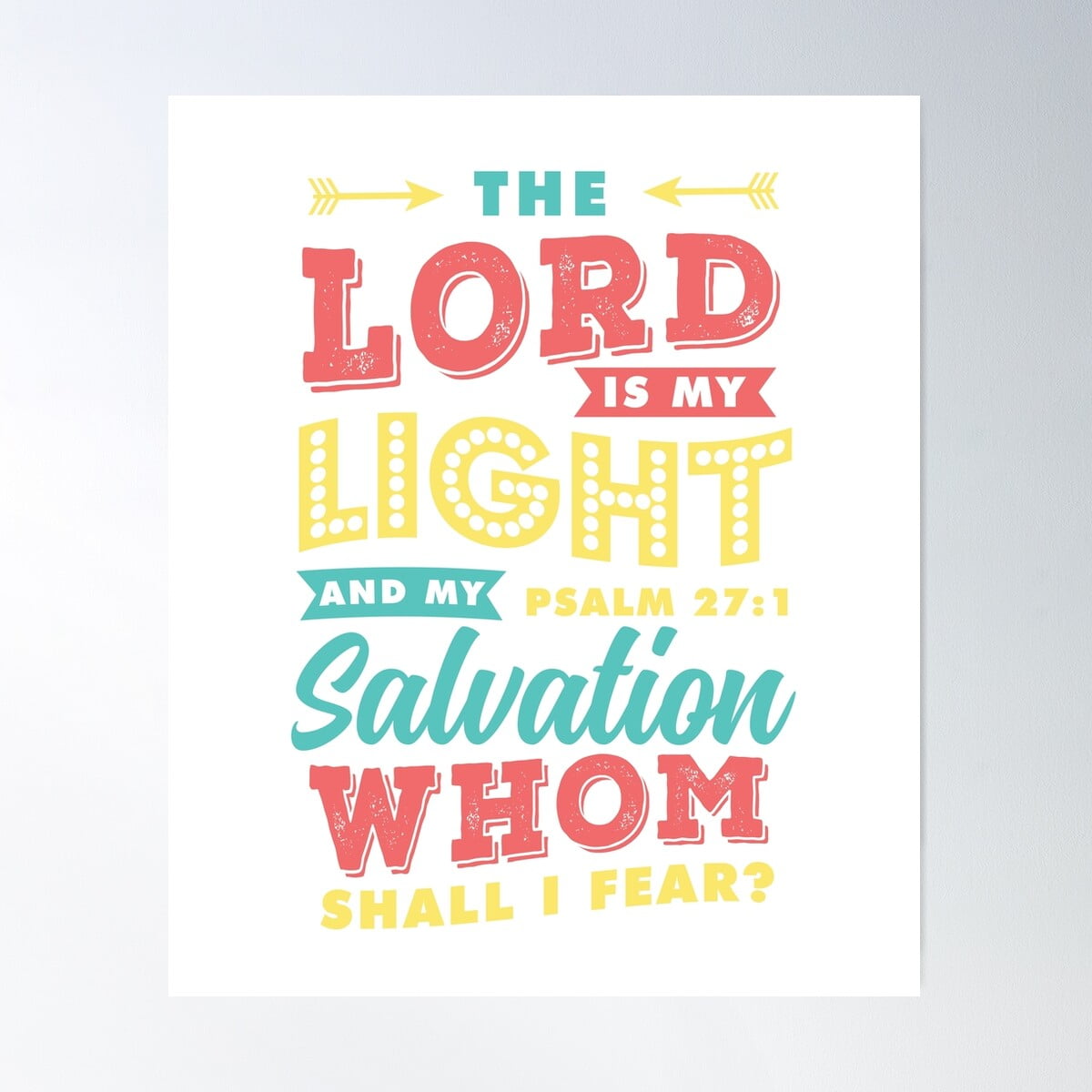 Psalm 27:1 Bible Verse Poster Wall Art, Modern Wall Decor For Living ...