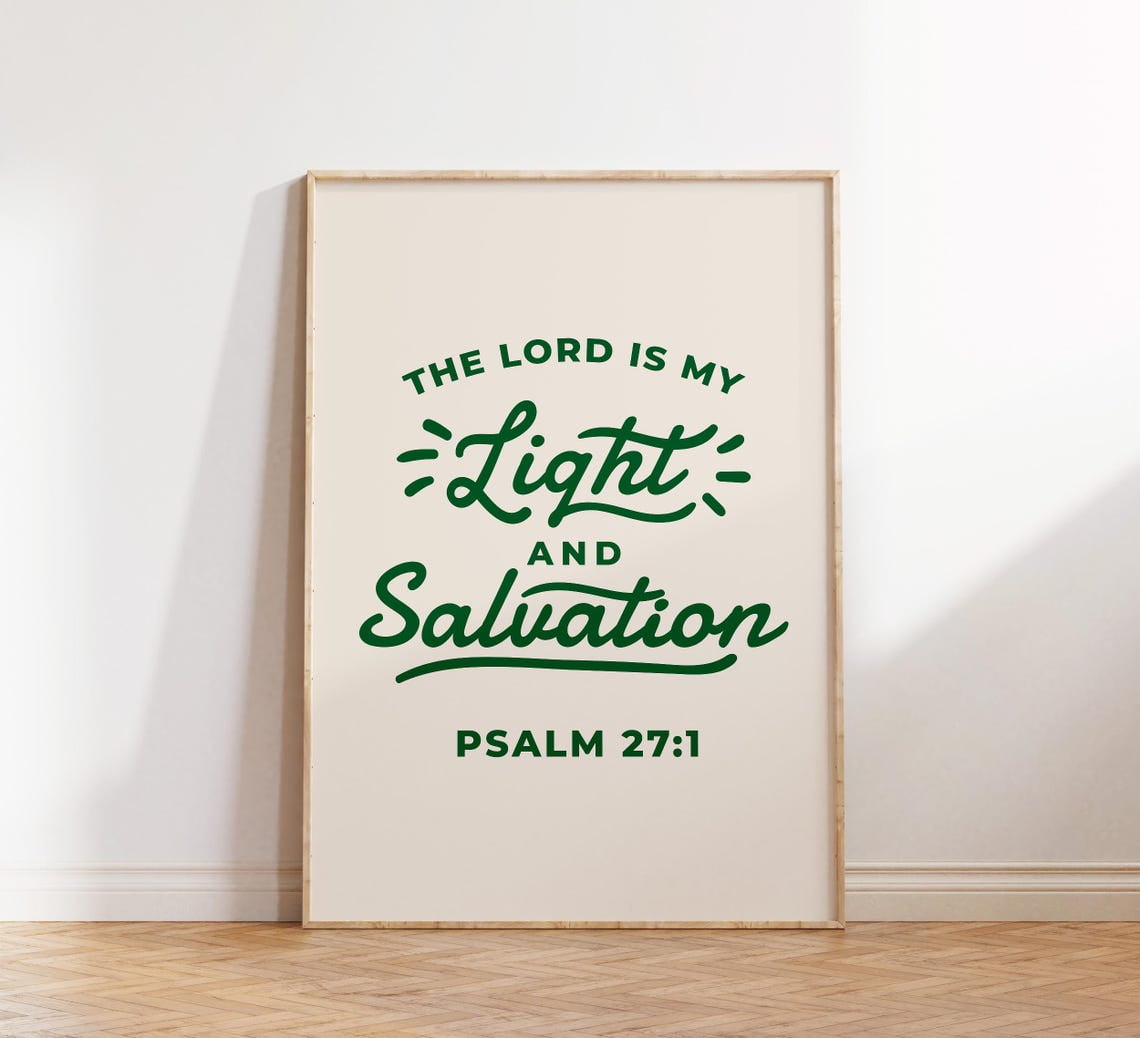 Psalm 27:1, Light And Salvation, Bible Verse Wall Art, Modern Christian ...
