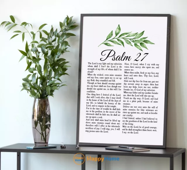 Psalm 27 Bible Verse Wall Art The Lord Is My Light Scripture Christian ...