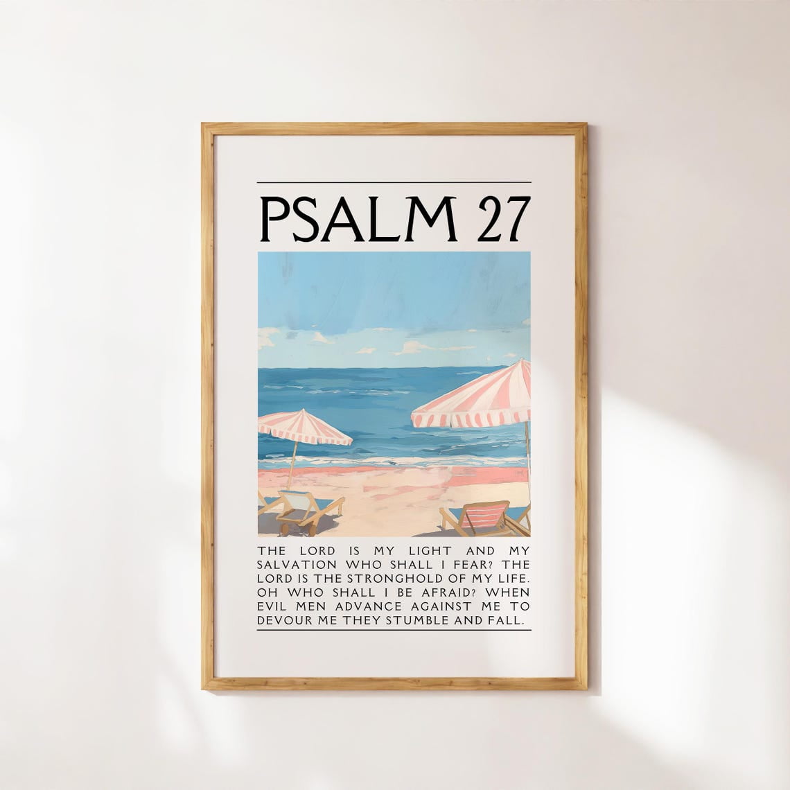 Psalm 27 Coastal Granddaughter Christian Wall Art, Pink Preppy Decor ...