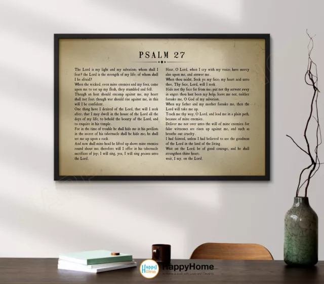 Psalm 27 Kjv Bible Verse Wall Art Christian Scripture Prints Art Home ...