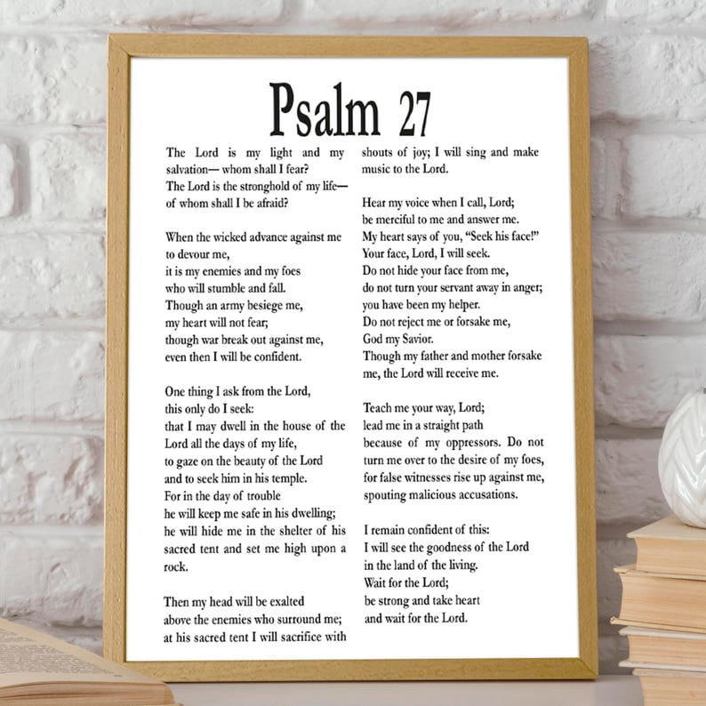 Psalm 27 Print Psalm 27 Bible Poster Bible Decor Bible Wall Art Psalm ...