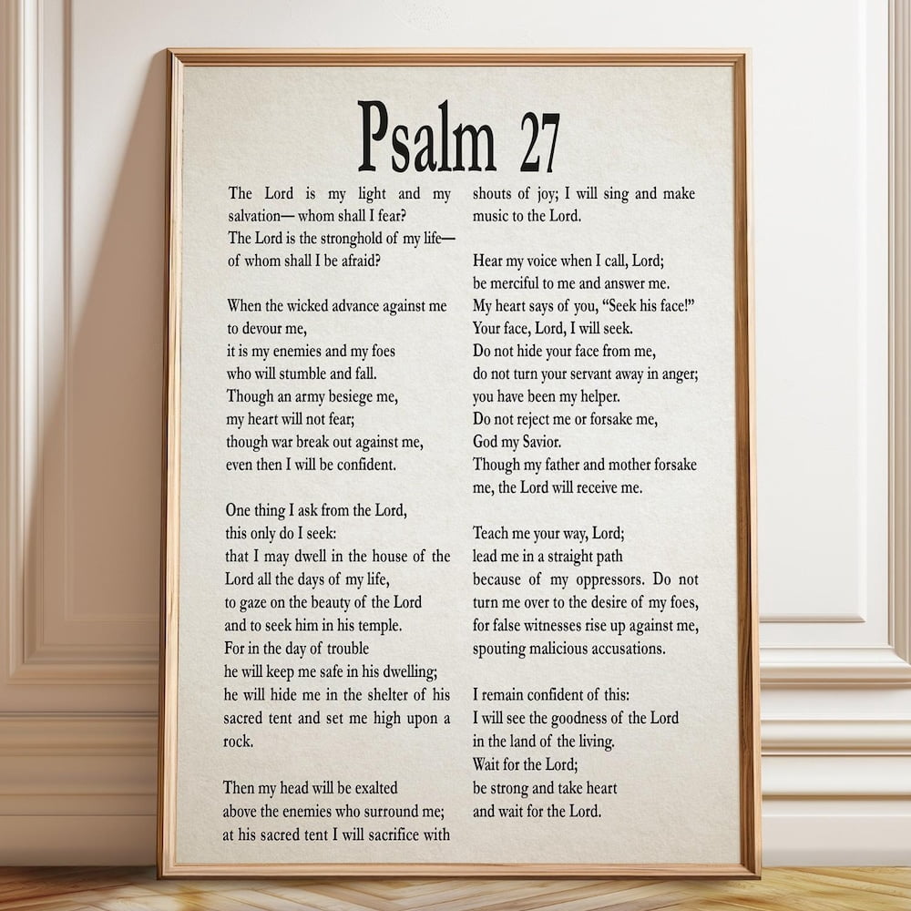 Psalm 27 Print Psalm 27 Bible Poster Decor Wall Art Psalm Quote Bible ...