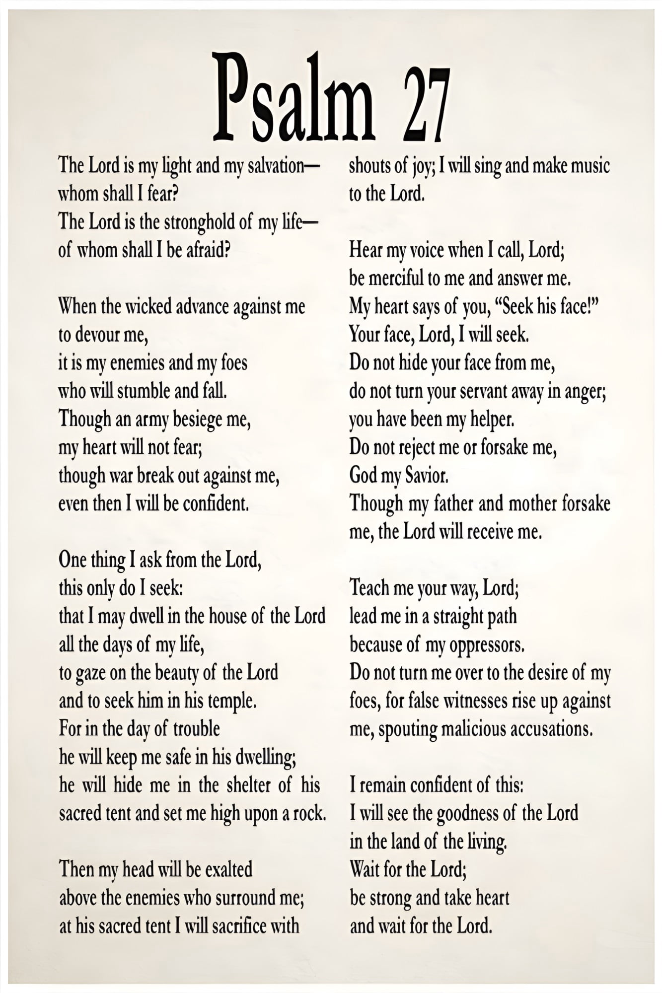 Psalm 27 Wall Art Bible Verse Poster Prints Religious Christian Quotes ...