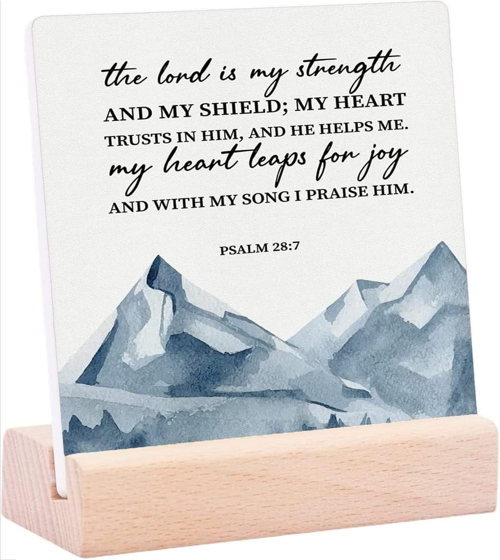 Psalm 287- The Lord is My Strength and My Shield Ceramic Table Plaque ...