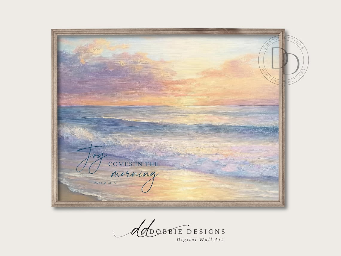 Psalm 30:5 Bible Verse Print Christian Coastal Scripture Wall Art Joy ...