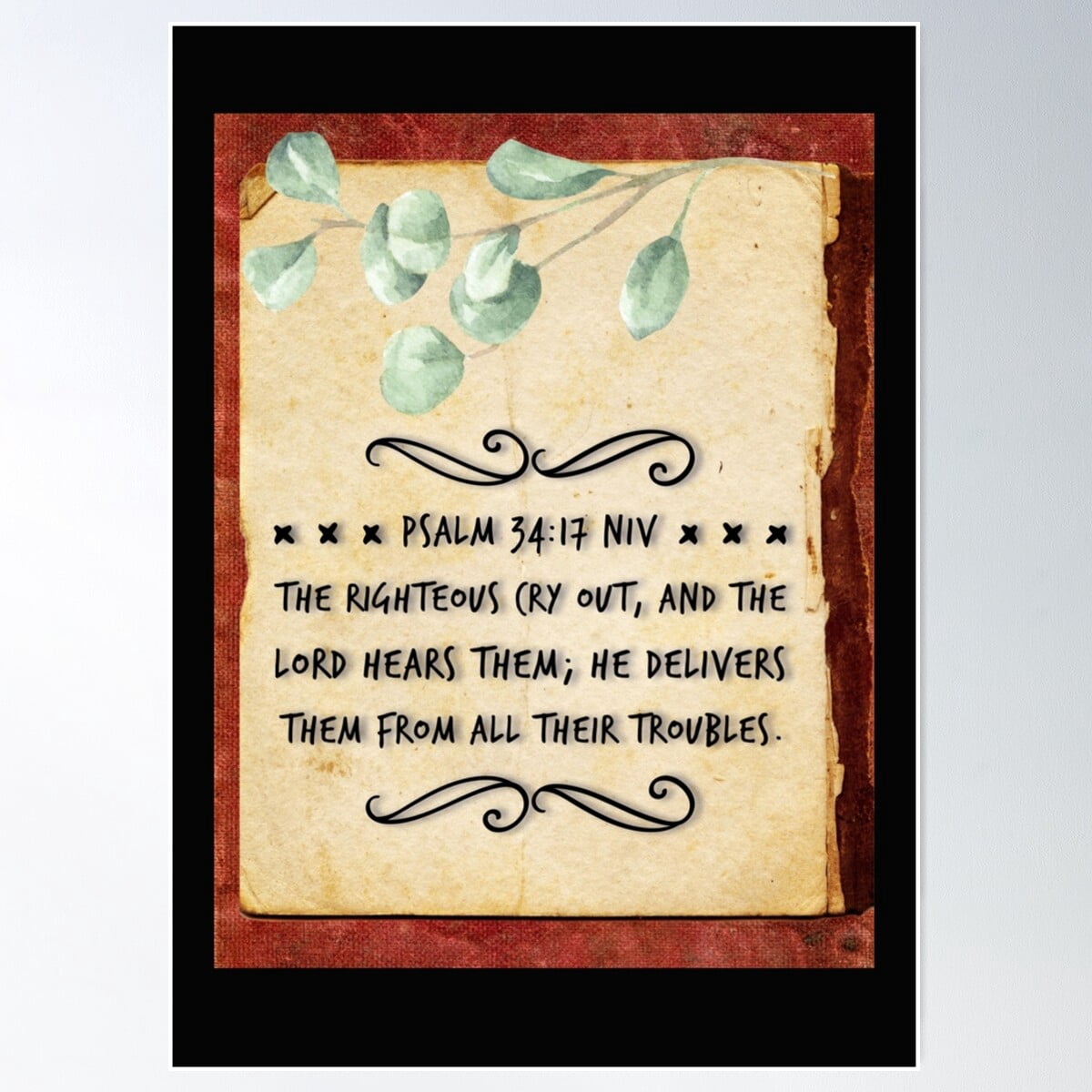 Psalm 34:17 Christian Bible Verse Design Poster Wall Art, Modern Wall ...