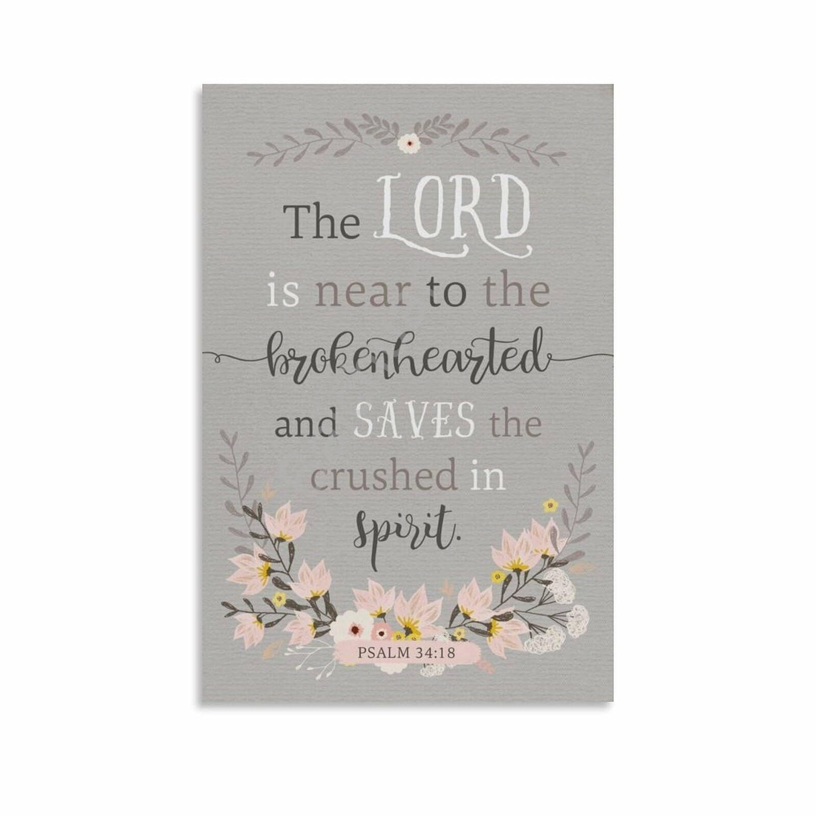 Psalm 34 18 Bible Verse Christian Wall Art Poster 5 Canvas Painting ...