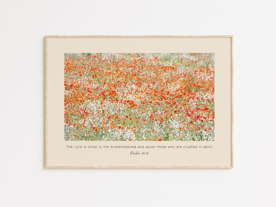 Psalm 34:18 The Lord Is Close To The Brokenhearted Bible Verse Wall Art ...