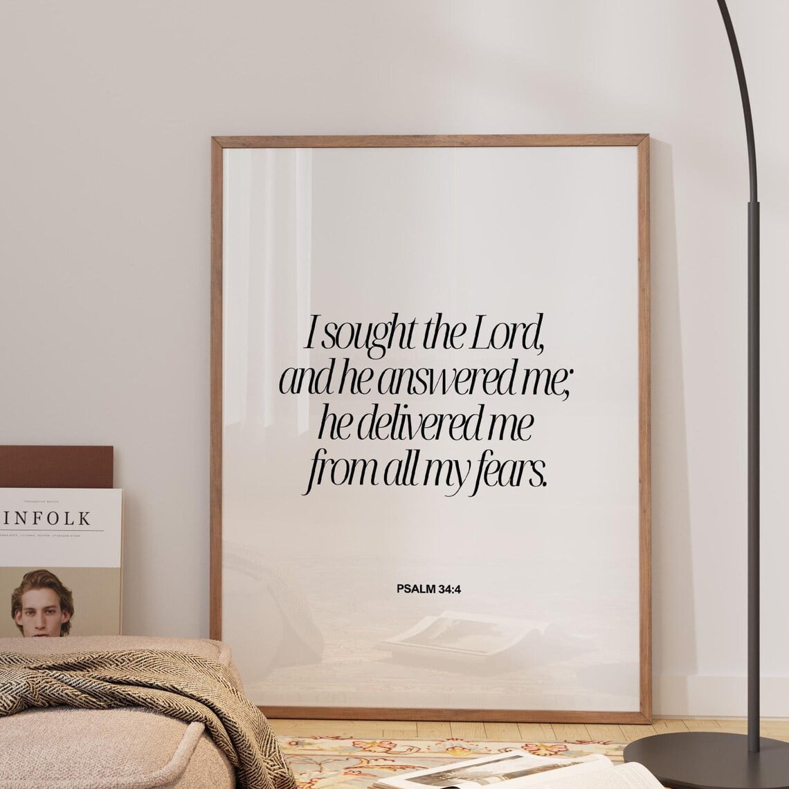 Psalm 34:4 Christian Wall Art Scripture Modern Bible Verse Neutral Home ...