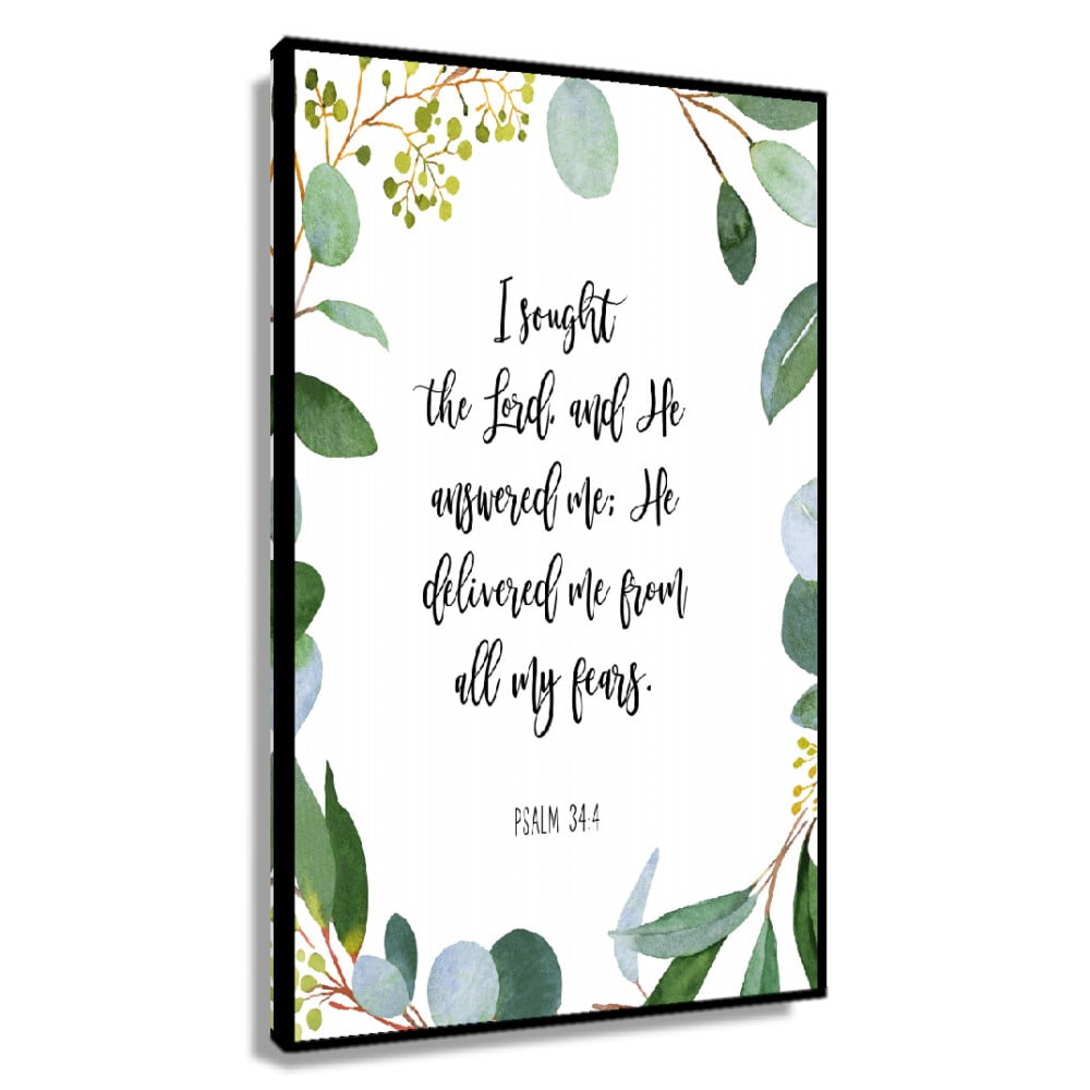 Psalm 34 4 He Answered Me Bible Verse Wall Art, Scripture Print, Bible ...