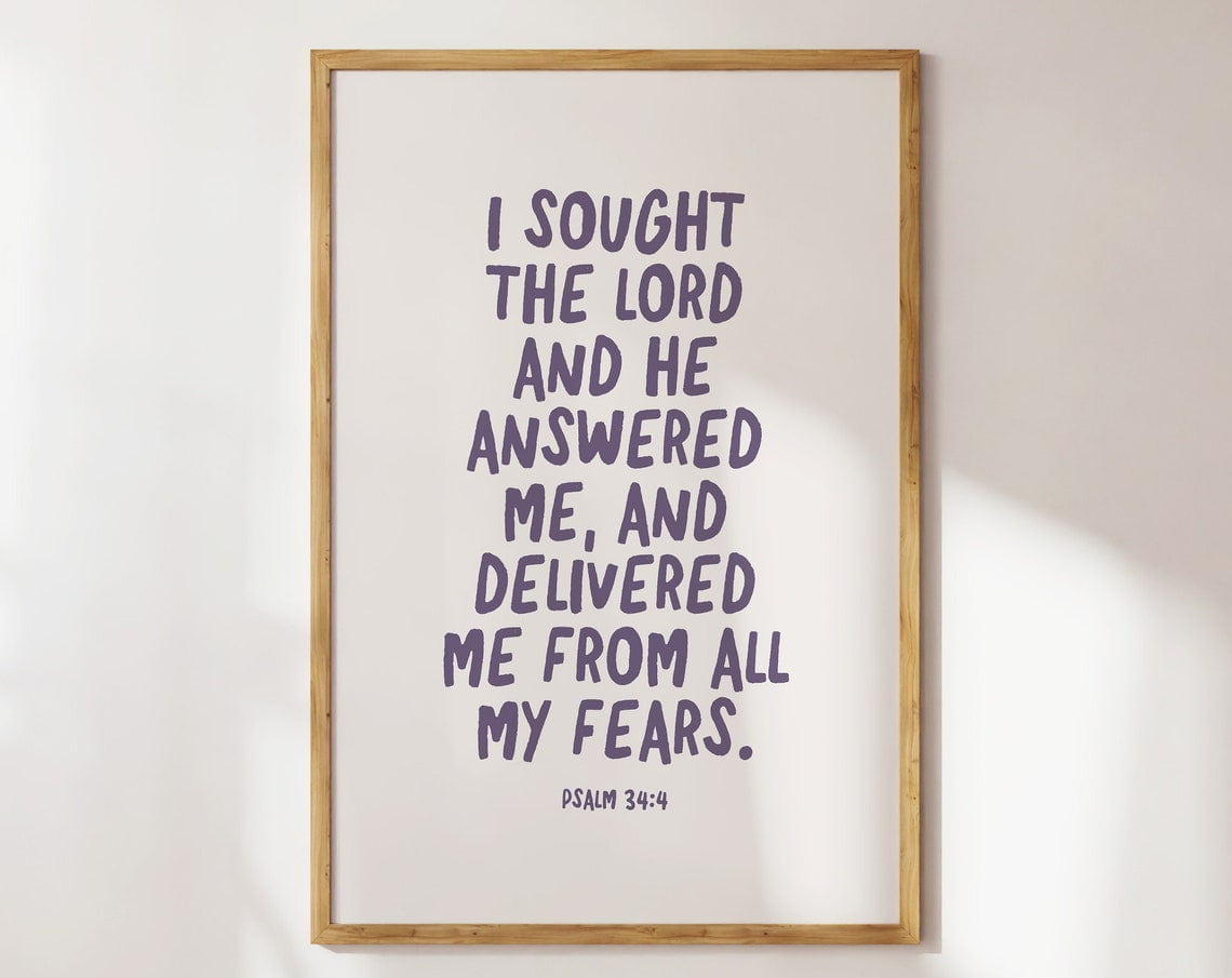 Psalm 34:4 Minimalist Christian Wall Art Print Art Print Handwritten ...