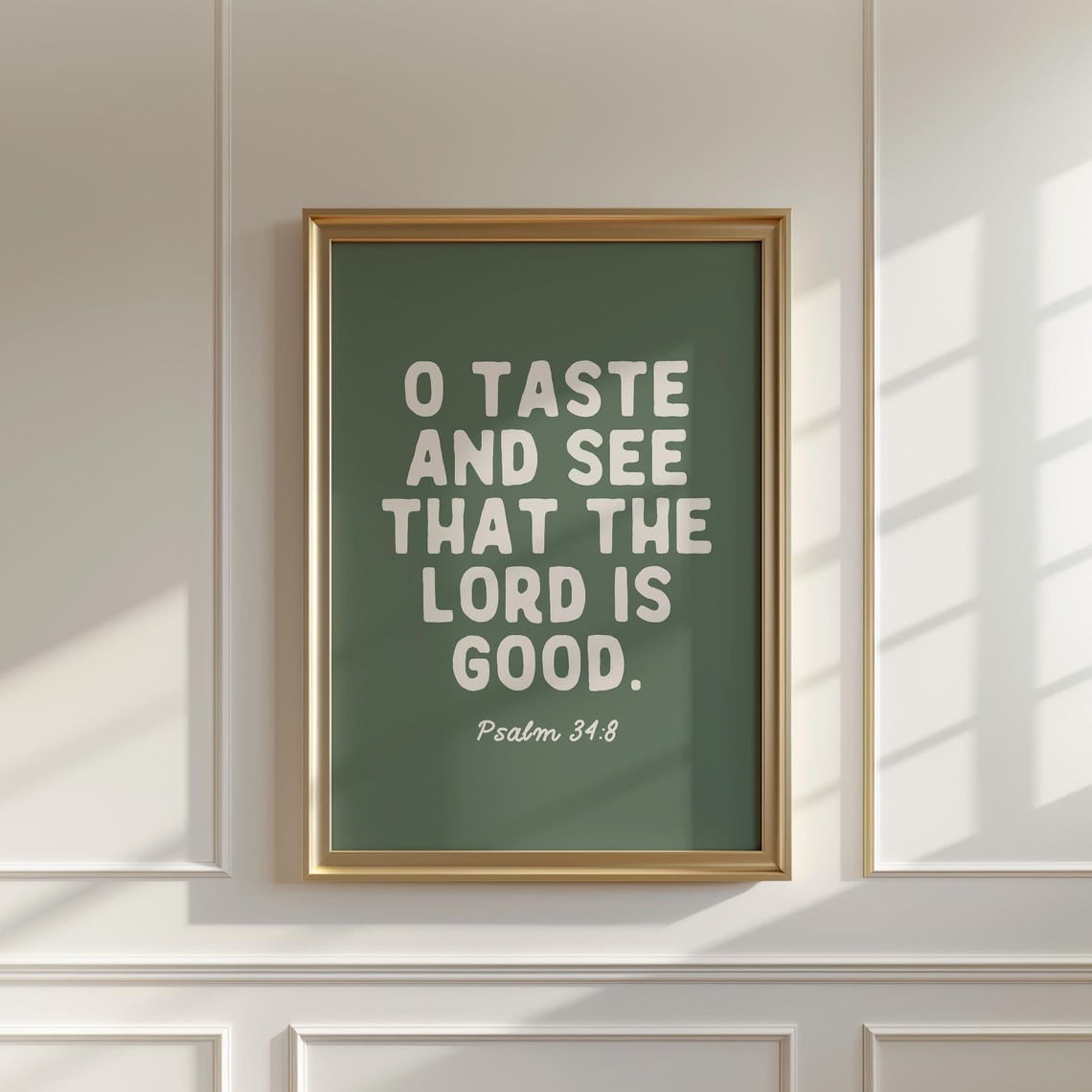 Psalm 34:8, Christian Wall Art, Bible Verse Poster, Sage Green Wall Art ...
