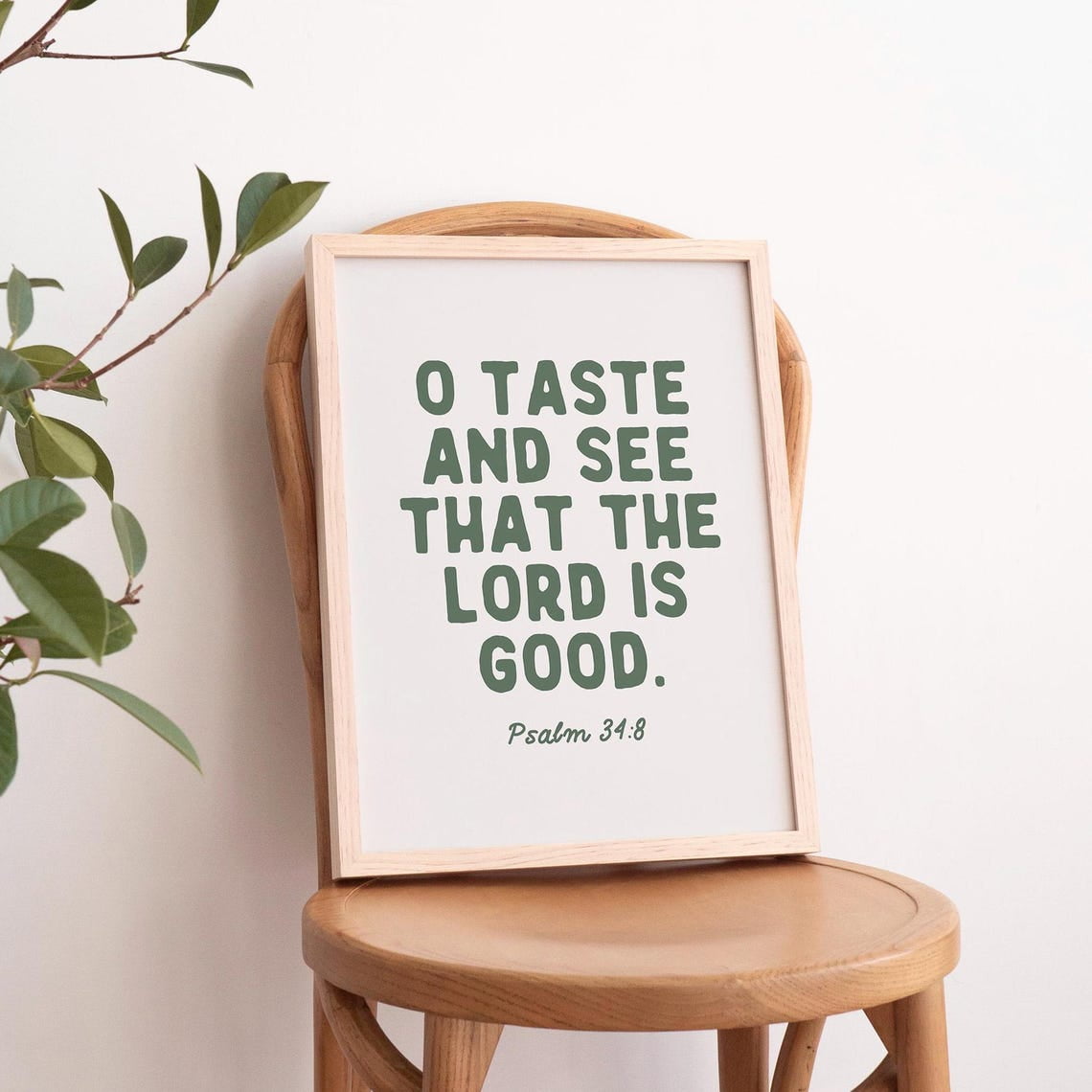 Psalm 34:8, Christian Wall Art, Bible Verse Poster, Sage Green Wall Art ...
