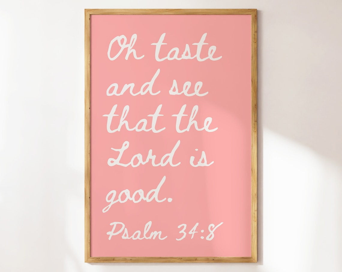 Psalm 34:8 Christian Wall Art Bible Verse Quote Coastal Granddaughter ...