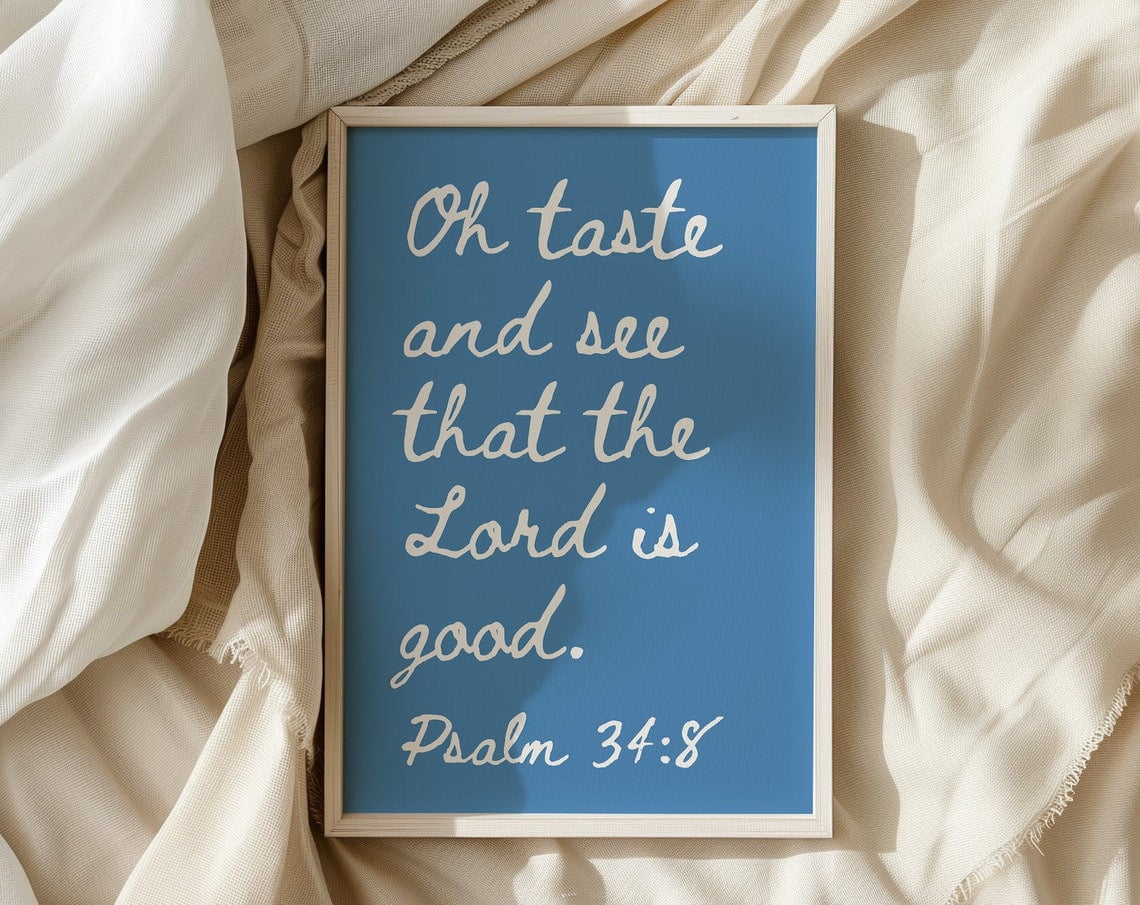 Psalm 34:8 Christian Wall Art Bible Verse Quote Coastal Granddaughter ...