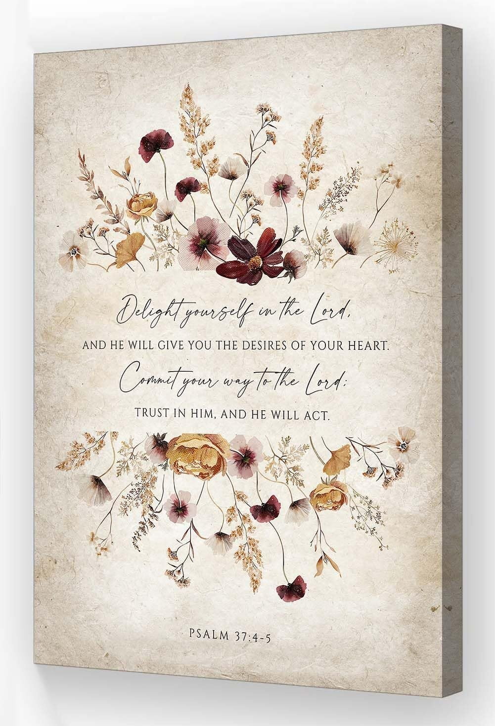 Psalm 37 4-5 Delight Yourself In The Lord Bible Verse Wall Artwork for ...