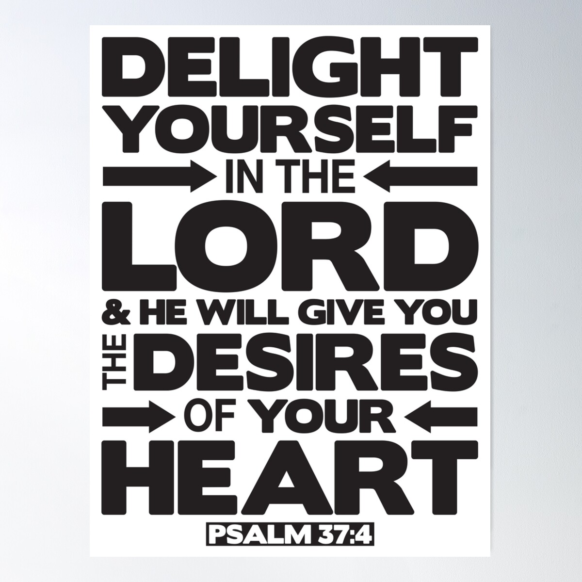 Psalm 37:4 Delight Yourself In The Lord Poster Wall Art, Modern Wall ...