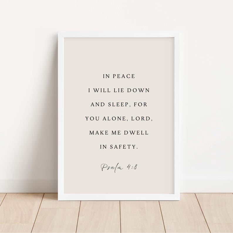 Psalm 4 8 In Peace I Will Lie Down Christian Wall Art, Unframed Canvas ...