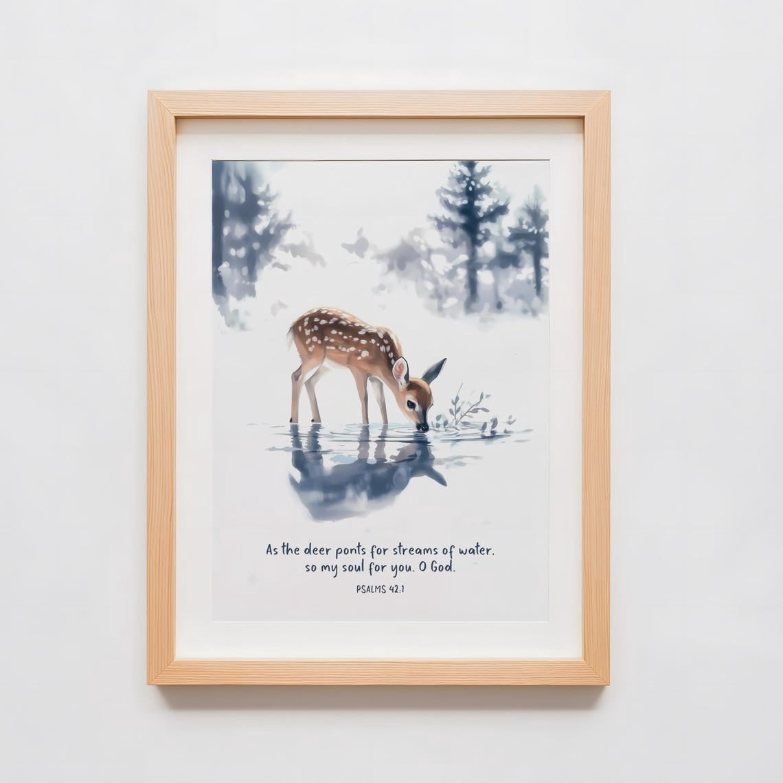 Psalm 42 1 Deer Scripture Christian Wall Art, Unframed Paper Print Size ...