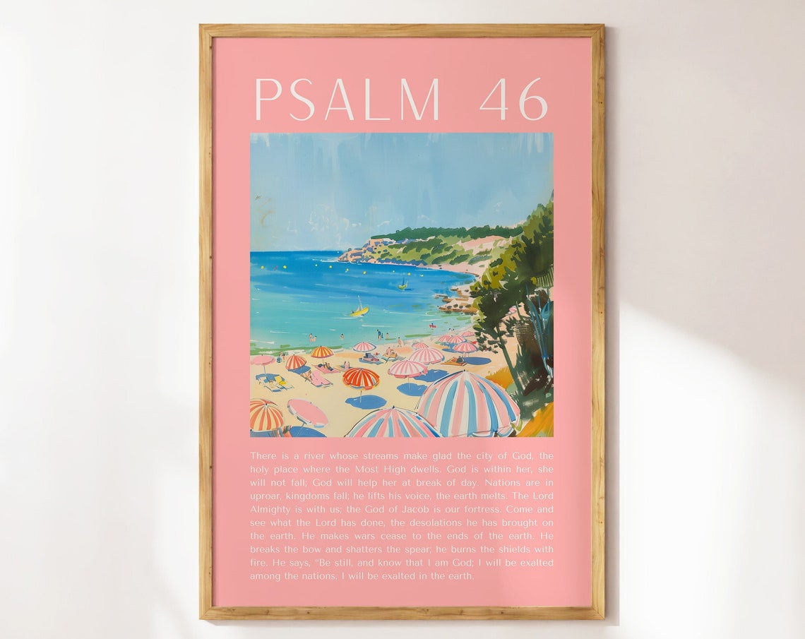 Psalm 46 Beachy Wall Art, Christian Wall Art, Tropical Decor, Bible ...