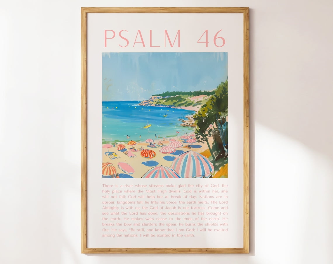 Psalm 46 Beachy Wall Art, Christian Wall Art, Tropical Decor, Bible ...