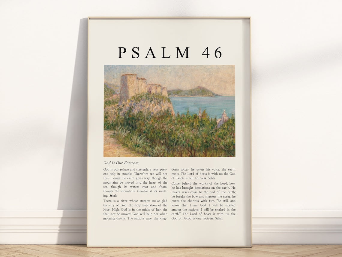 Psalm 46 God Is Our Fortress Bible Verse Wall Art, Christian Landscape ...