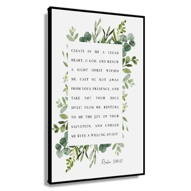 Psalm 51 10-12 Create in Me A Clean Heart Bible Verse Print Botanical ...