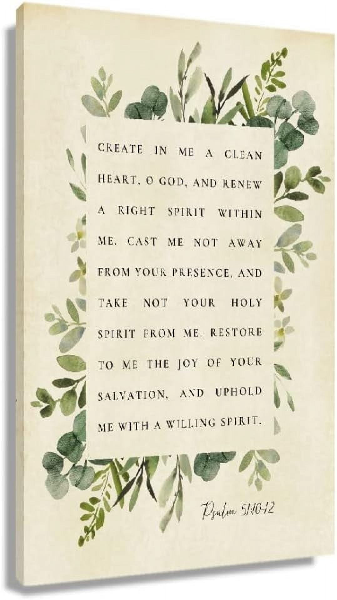 Psalm 51 10-12 Scripture Wall Art Prayer Poster Bible Verses Wall Decor ...