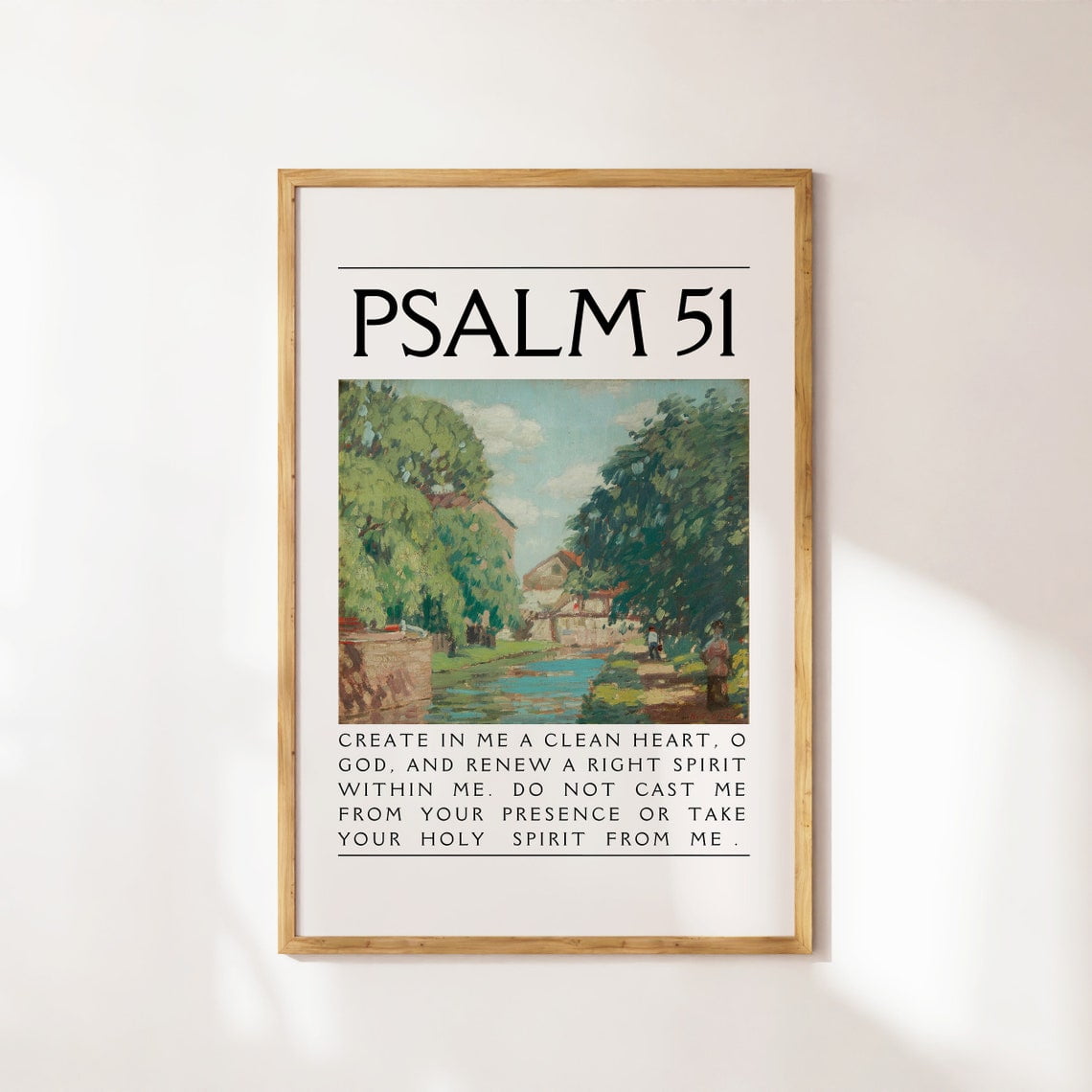 Psalm 51 Vintage Garden Painting, Christian Wall Art, Bible Verse Home ...