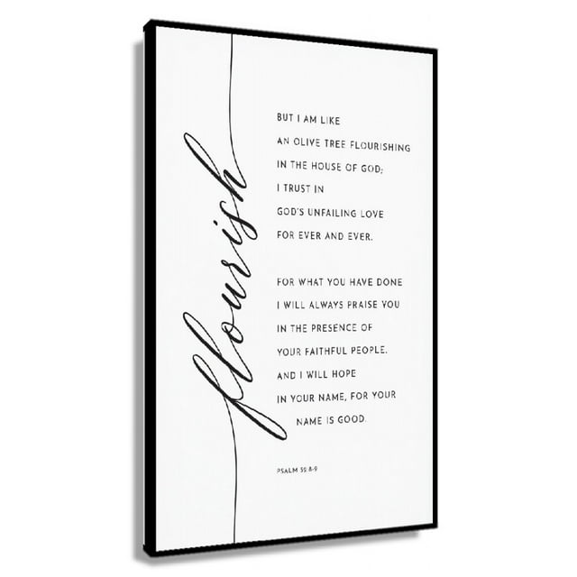 Psalm 52 8-9 Flourish Bible Verse Wall Art, Scripture Print Scripture ...