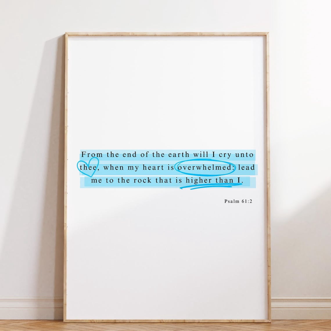 Psalm 61:2 Print, Trendy Christian Wall Art, Modern Scripture Wall Art ...