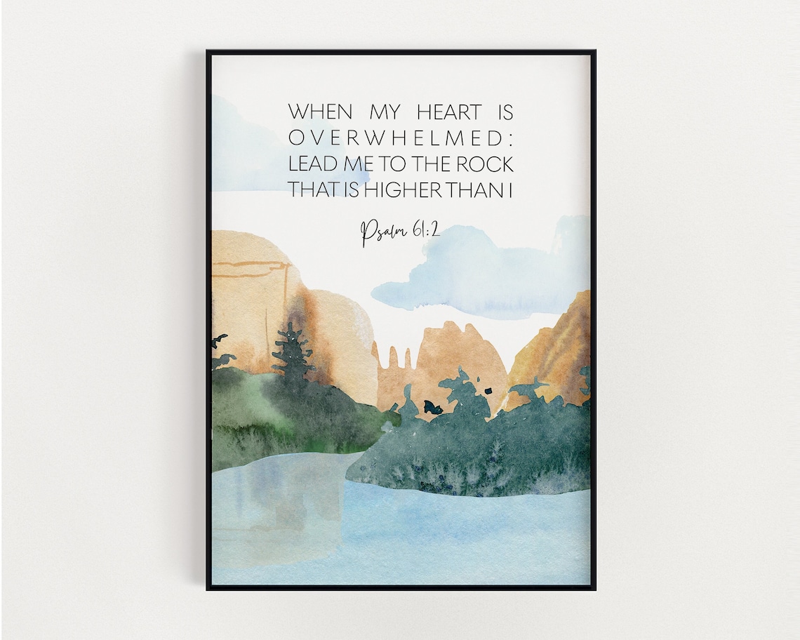 Psalm 61,2, Scripture Wall Art, Christian Home Décor, Bible Verse Wall ...