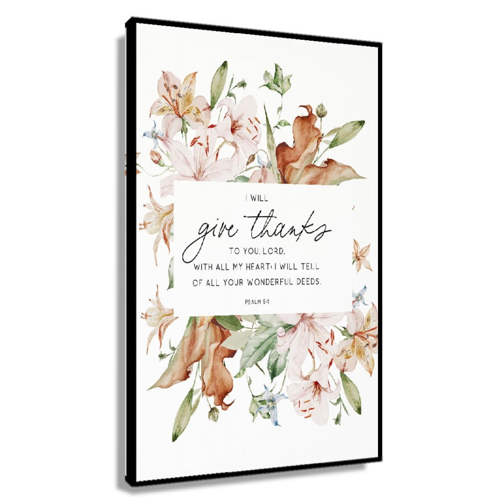 Psalm 9 1 Give Thanks Bible Verse Wall Art, Scripture Print, Fall ...