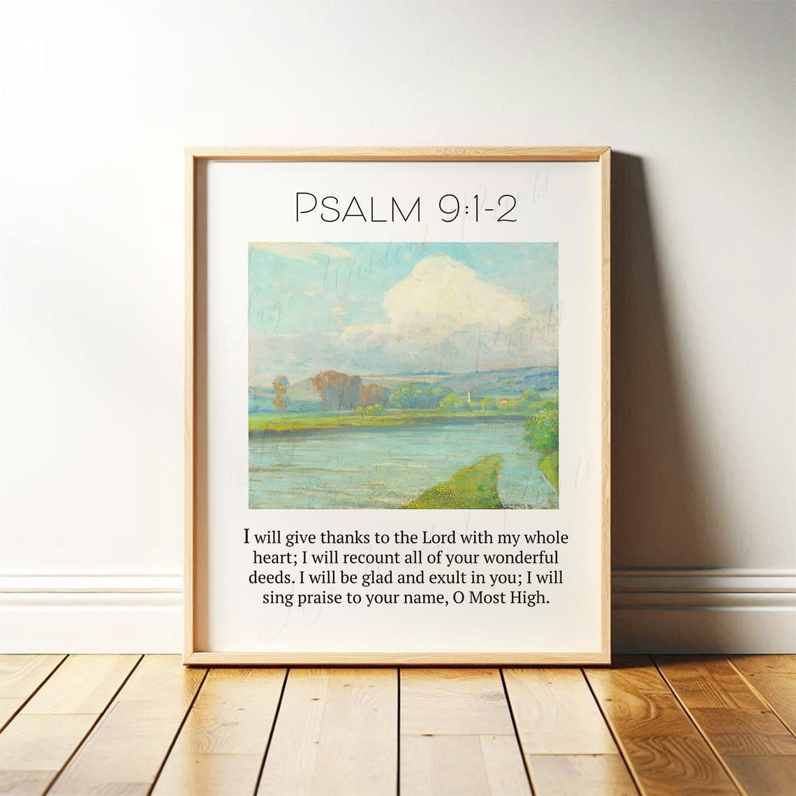 Psalm 9 Bible Verse Wall Art Give Thanks to the Lord Subtle Green ...