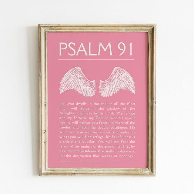 Psalm 91 Angel Wings Bible Verse Wall Art Christian Wall Art Trendy ...