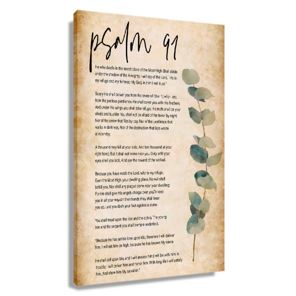 Psalm 91 Bible Verse Canvas Wall Art, Christian Scripture Poster, Print ...