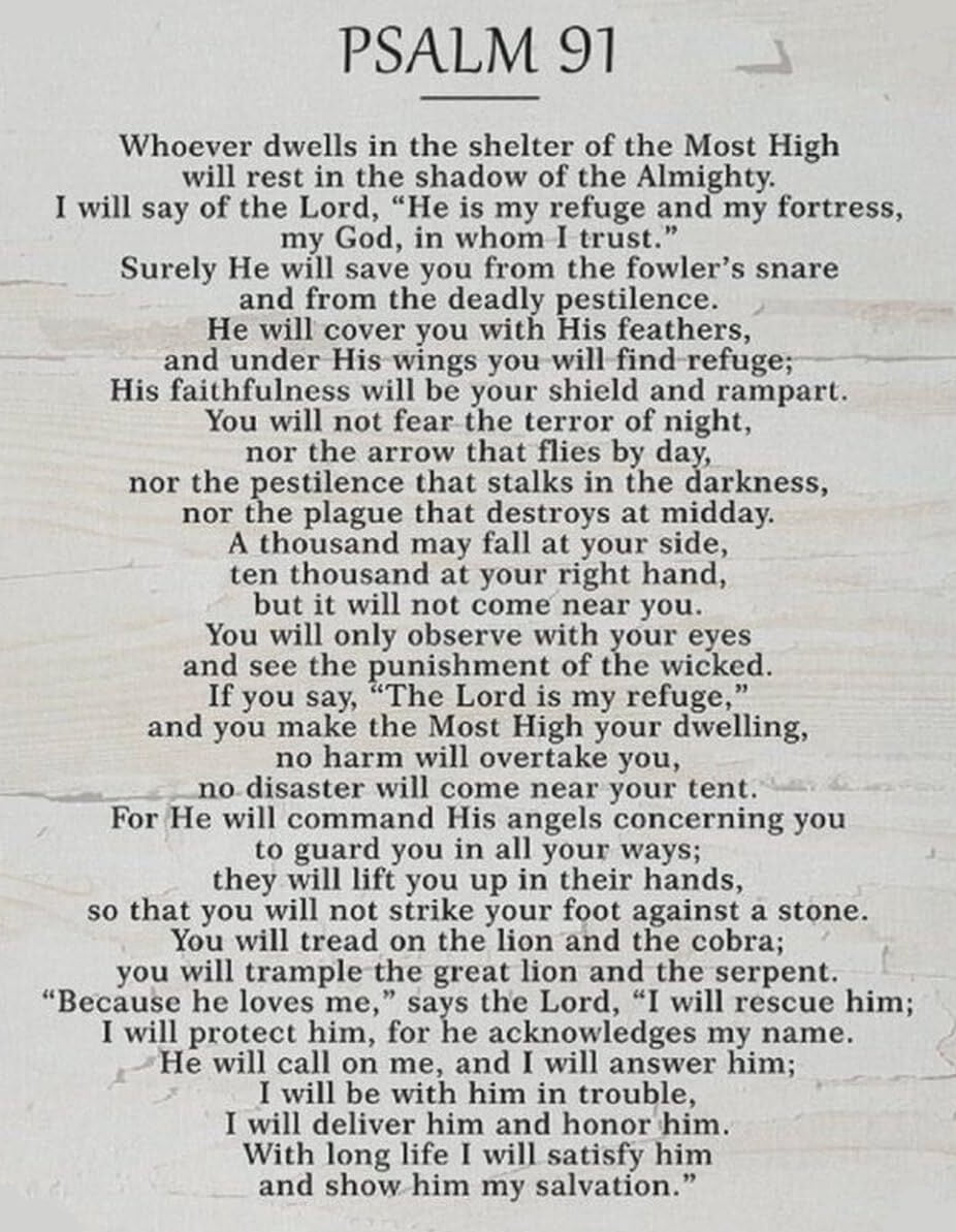 Psalm 91 Bible Verse Quote Wall Art Inspirational Rustic Decor ...