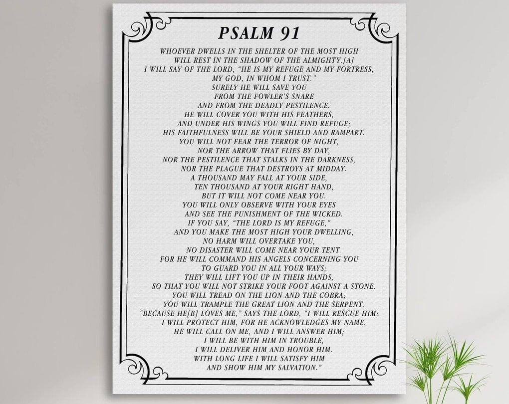 Psalm 91 Bible Verse Wall Art ,Decor For Living Room Bedroom, 16x24 ...
