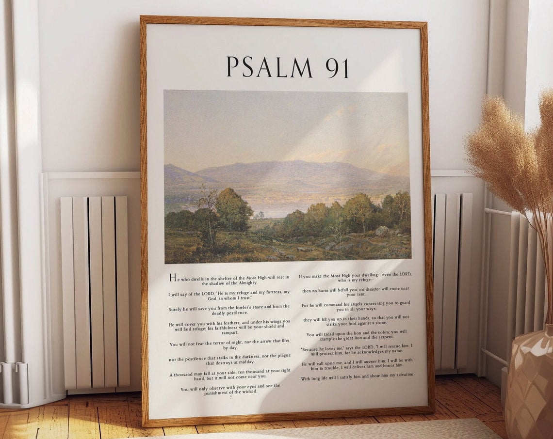 Psalm 91 Bible Verse Wall Art Poster - Decorate Your Hallway, Living ...