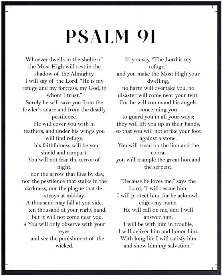 Psalm 91 Bible Verse Wall Art – Spiritual Scripture Poster Print ...