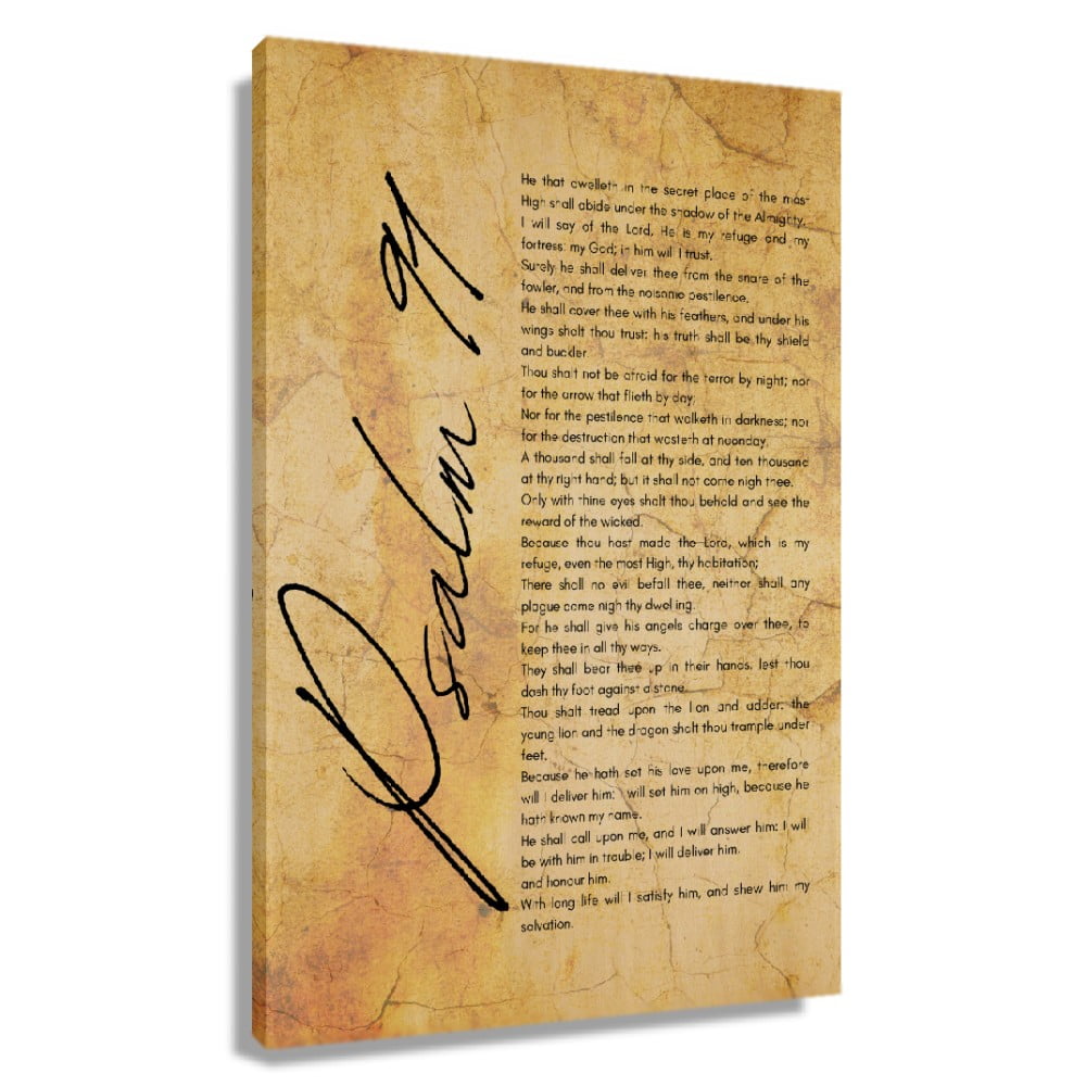 Psalm 91 Bible Verse Wall Art Vintage Poster Pictures For Living Room ...